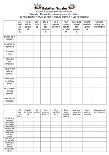 French Teaching Resources. Perfect Tense with Avoir: Regular ...