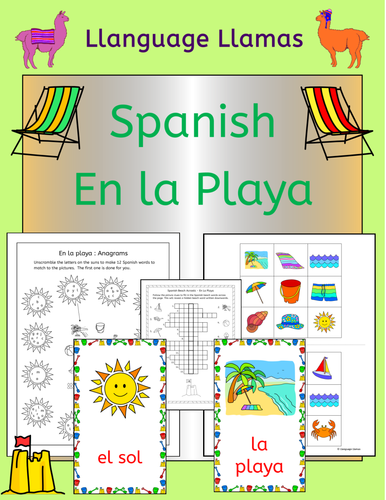 Spanish Topic Sets Bundle - clothing, beach, pets, colors, body, fruit ...