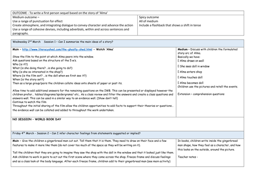Alma (Video) Y5/6 first person story planning | Teaching Resources