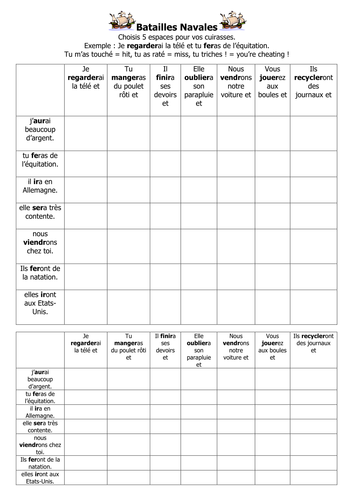 French Teaching Resources. PowerPoint & Battleships: The Future Tense ...