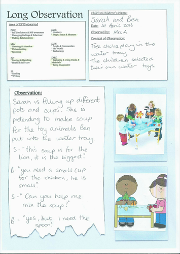 EYFS - Long Observation Form by helenmchapman - UK Teaching Resources - TES