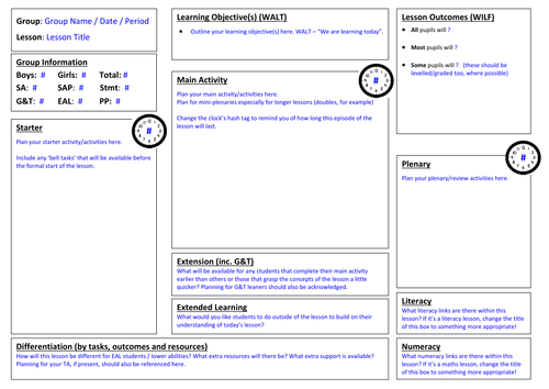 Lesson Plan Outline Primary - Secondary cut down on your planning time ...