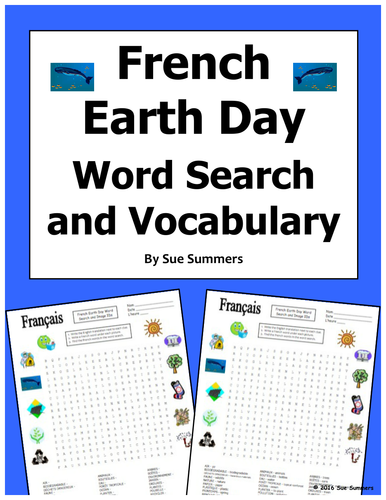 French Earth Day Word Search Puzzle and Vocabulary List | Teaching ...