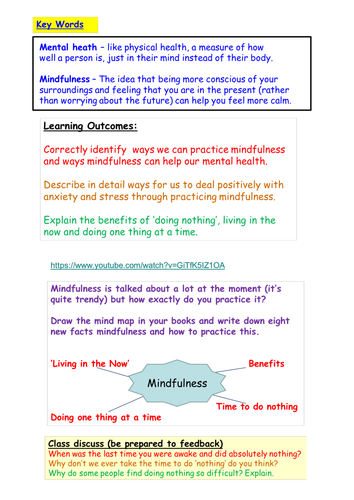 Mental Health, Wellbeing, Anxiety + Mindfulness PSHE | Teaching Resources