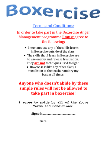 Anger Management Programme with Boxercise | Teaching Resources