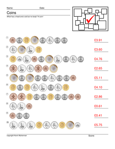 Teaching Resources 100 worksheets Coins KS1 Teachers Counting KS1 KS2 ...