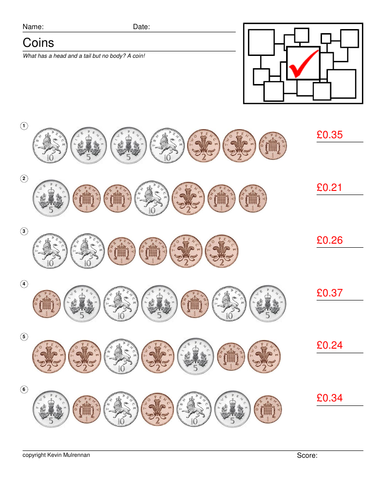 Teaching Resources 100 worksheets Coins KS1 Teachers Counting KS1 KS2 ...
