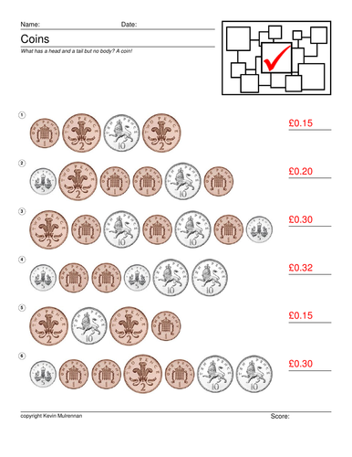 Teaching Resources 100 worksheets Coins KS1 Teachers Counting KS1 KS2 ...