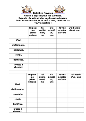 French Teaching Resources. PowerPoint & Battleships: On Exchange ...