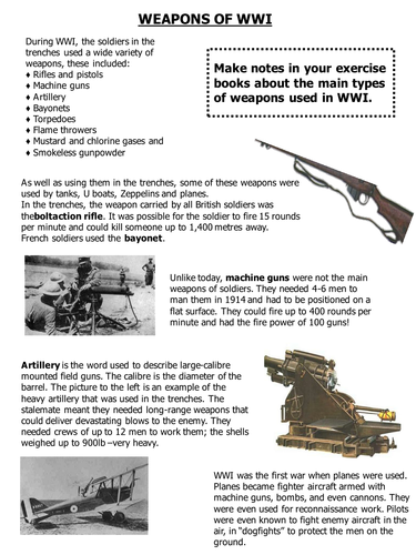 Weapons of WWI | Teaching Resources