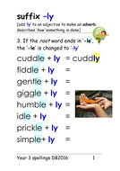 Year 3 spellings: suffix '-ly' [adverb]: 4 main rules: ppt and table ...