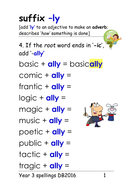 Year 3 spellings: suffix '-ly' [adverb]: 4 main rules: ppt and table ...