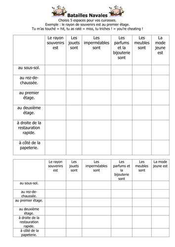 Teaching Resources: Slap The Board/ Lotto Game & Battleships: French ...