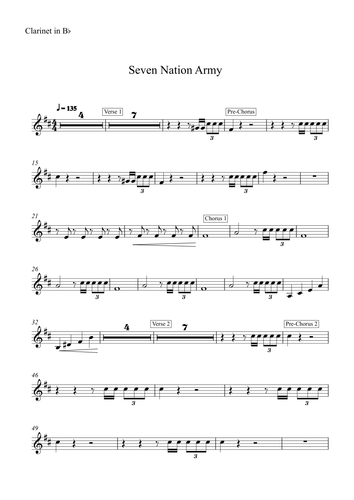 Seven Nation Army - Arrangement for School Band by jubbliful - Teaching ...