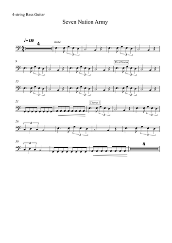 Seven Nation Army - Arrangement for School Band | Teaching Resources