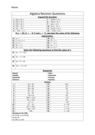 Algebra Worksheets: Simplifying, collecting like terms, substitution ...