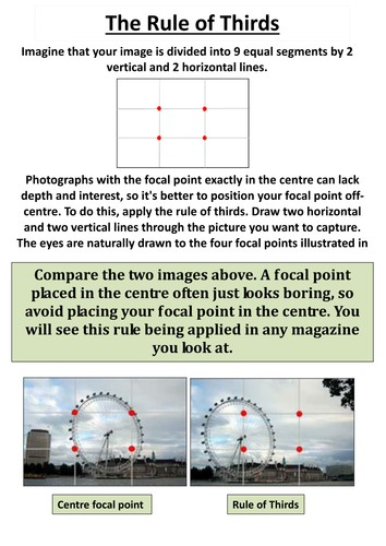 Photography Rule of thirds presentation with activities | Teaching ...