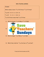 Comparing Fractions and Percentages Worksheets, Lesson Plans, Model and ...