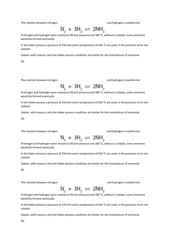 C3 Topic 4 - Reversible Reactions and Haber Process | Teaching Resources