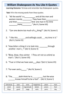 William Shakespeare Quotes | Teaching Resources