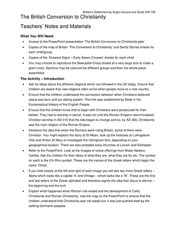 The British Conversion to Christianity (425-792AD) | Teaching Resources