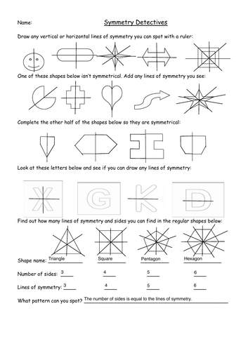 Symmetry in Shapes Lesson with Worksheets (Year 2/3) | Teaching Resources