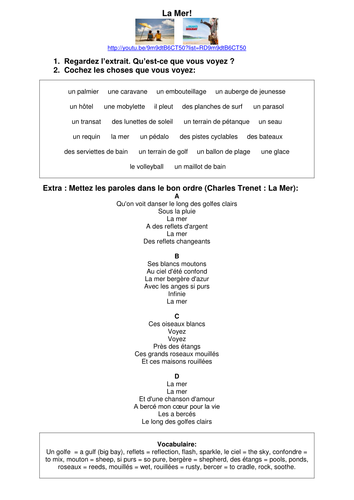 Teaching Resources: French Holiday Vocabulary Using Mr Bean's Holiday ...