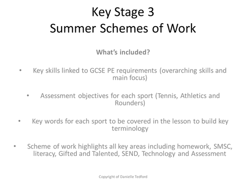 Key Stage 3 (Yr 7- 9) Tennis, Rounders and Athletics Schemes of Work | Teaching Resources