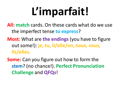 French - English Matching Cards & PowerPoint: The Imperfect Tense ...