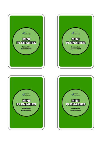 Mini Plenary Cards (Green Backed Design) | Teaching Resources