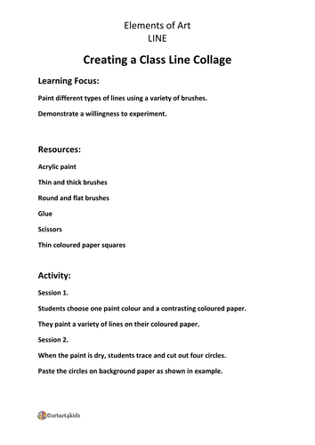 Elements of Art LINE | Teaching Resources