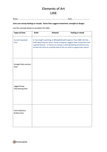 Elements of Art LINE | Teaching Resources