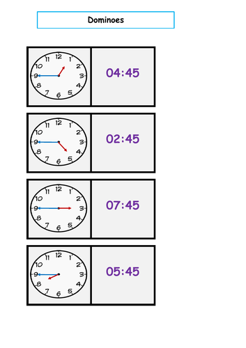 Telling the Time : Clock Bingo, Calling cards, Dominoes (analogue ...