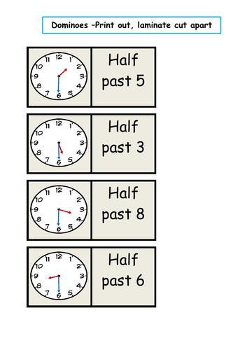 Telling the Time : Clock Bingo, Calling cards, Dominoes (analogue ...