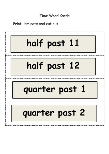 Telling the Time Clock Bingo, Calling cards, Dominoes (analogue/digital ...