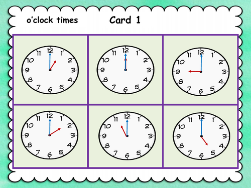 Telling the Time Clock Bingo, Calling cards, Dominoes (analogue/digital ...