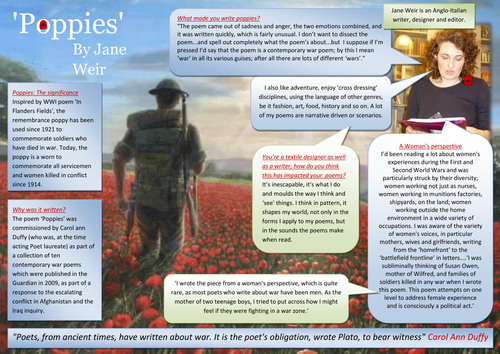 Poppies by Jane Weir | Teaching Resources