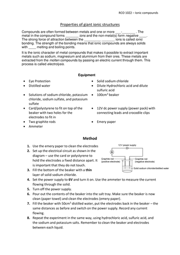 Properties of giant ionic structures | Teaching Resources