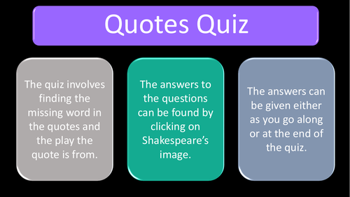 William Shakespeare Quotes Quiz | Teaching Resources