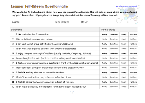 Learner Self-Esteem - Assessment and Action by humansnotrobots ...