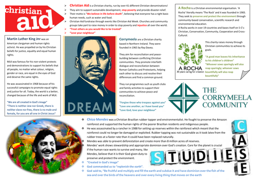 GCSE Religious Studies Christian Case Studies Learning Mat Revision ...