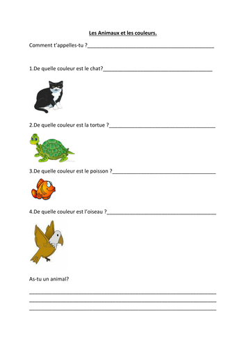 Animals and colours for FRENCH KEY Stage 2 | Teaching Resources