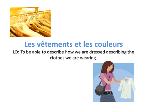 Description in French Key stage 2( clothes and colours) | Teaching ...