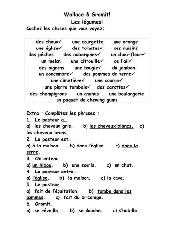 French Fruit & Vegetables Teaching Resources: Wallace & Gromit ...