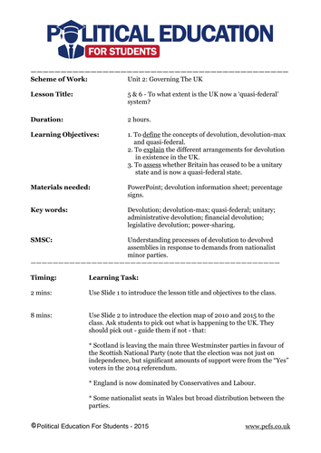 Devolution and the "quasi-federal" debate | Teaching Resources