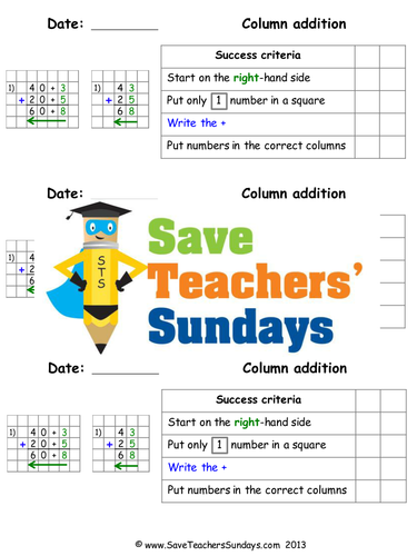 Expanded Column Addition Worksheets, Lesson Plans, Presentation ...