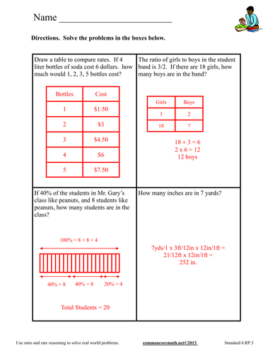 Solve Rate and Ratio Problems - 6.RP.3 | Teaching Resources