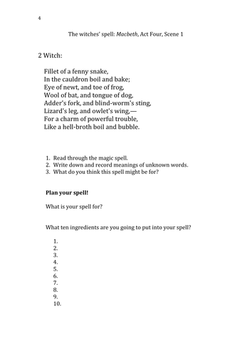 Macbeth - write your own spell by z1k - Teaching Resources - TES