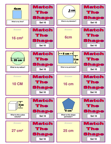 Measure Shapes and Space card sort | Teaching Resources