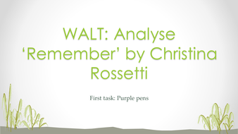 REMEMBER BY ROSSETTI. DETAILED ANNOTATION AND EXPLORATION. | Teaching ...